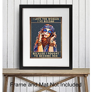 Inspirational Motivational Poster Wall Art & Decor - 8x10 Boho Wall Decor - Hippie Room Decor - Positive Quotes Sayings - Encouragement Gifts for Women - Bohemian Girls Bedroom Living Room Home Office