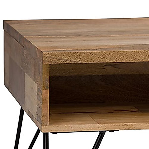 SIMPLIHOME Hunter SOLID MANGO WOOD and Metal 48 inch Wide Rectangle Industrial Contemporary Lift Top Coffee Table in Natural, for the Living Room and Family Room