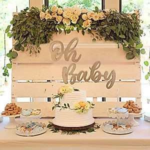 Wood Gold Baby Sign Baby Shower Banner for 1st Birthday Backdrop, Baby Party Sign Wooden Cutout Nursery Decor, Baby Party Banner Event Decorations for Gender Reveal Backdrop ,Baby Announcements