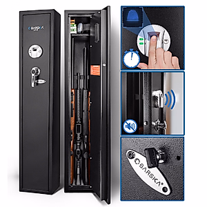 BARSKA Biometric Rifles, Firearms and Long Guns Safe with Removable Shelf and Accessory Storage Shelf Bundle