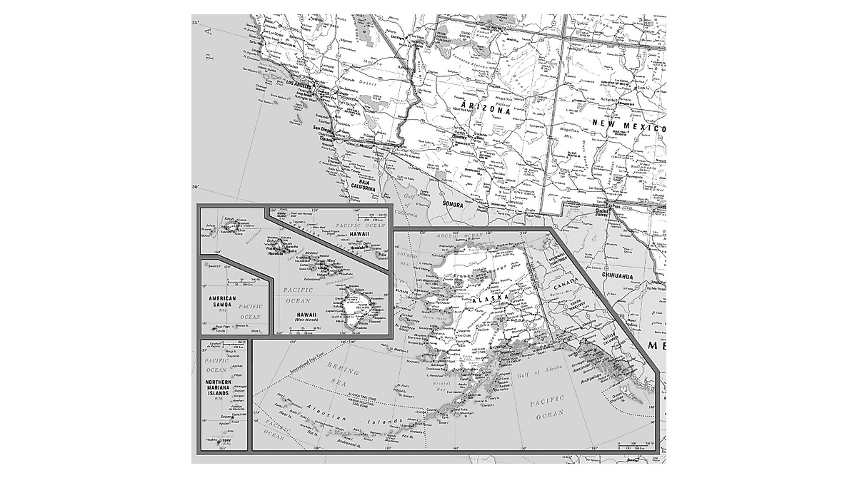 Stylish Black & White US Wall Map - 36x24 Poster