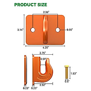 Sulythw 3/8" Tractor Bucket Hooks, (3 Pack) Max 15,000lbs Heavy Duty Bolt On Grab Hook, Grade 70 Forged Steel Tow Hook for John-Deere Kubata Kioti Truck UTV ATV Loader Skid Steer