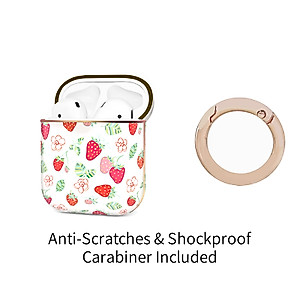 Berkin Arts Compatible with AirPods 1st Generation Case, AirPods 2nd Generation Case Ultra Slim Protetive Cover with Keychain Pop Surrealism Strawberry