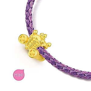 CHOW SANG SANG 999 24K Solid Gold Mini Charm Carriage Charm Bracelet for Women 93018C (Gold, 17 CM)