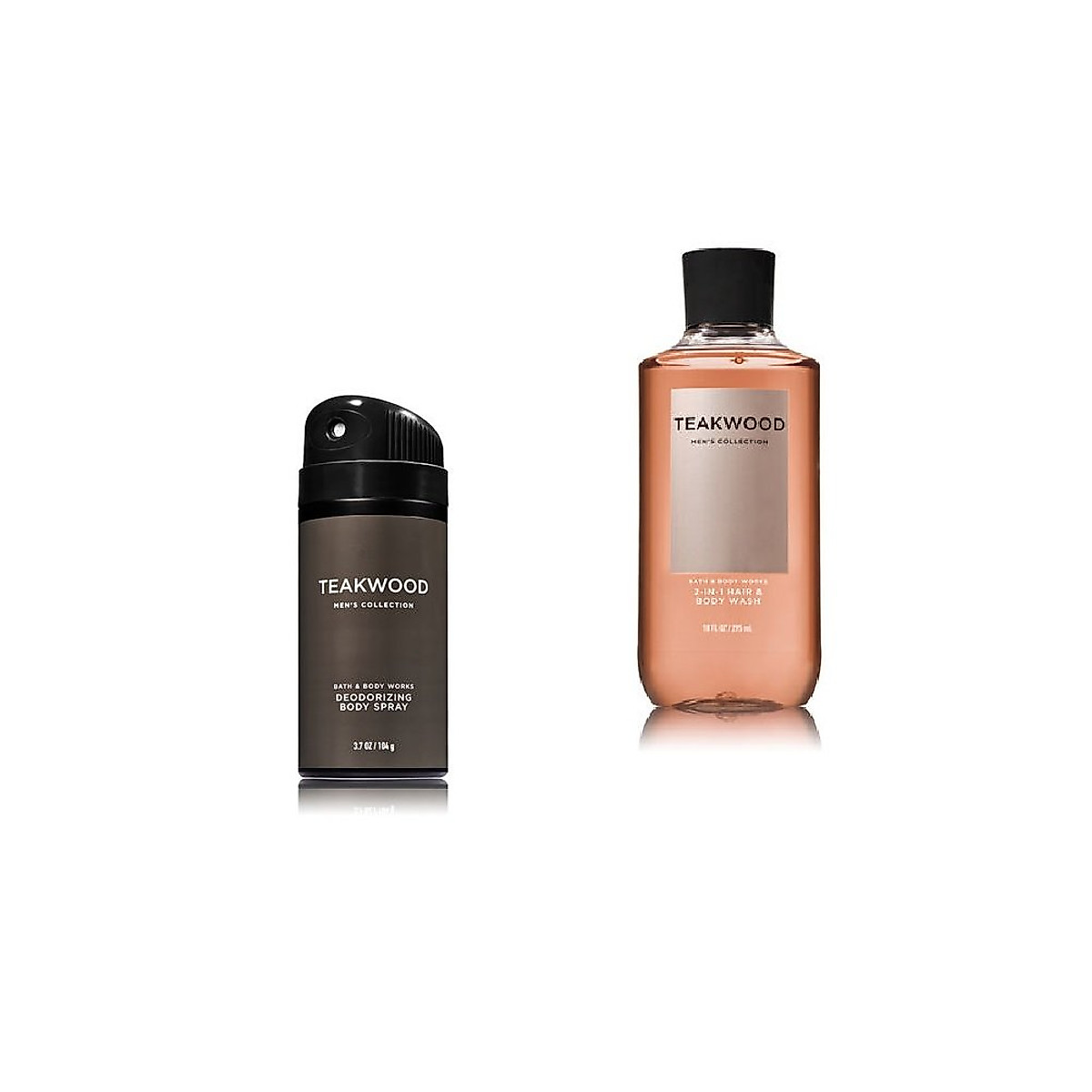 Bath & Body Works - Teakwood - Deodorizing Body Spray and 2 in 1 Hair and Body Wash - Gift Set