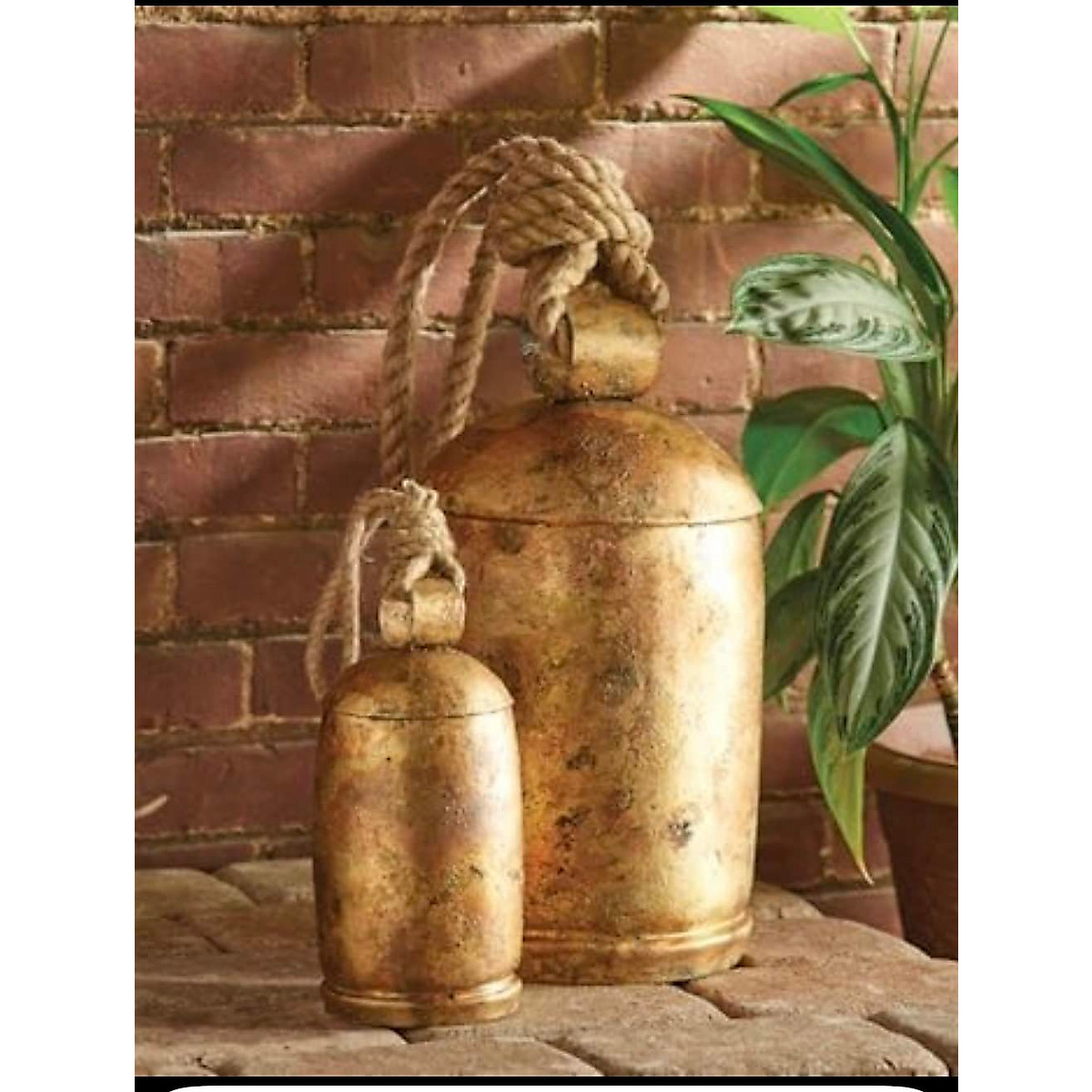 Large Rustic Cow Bell Vintage Handmade Lucky Christmas Hanging Harmony Noise Maker Bell on Jute Rope