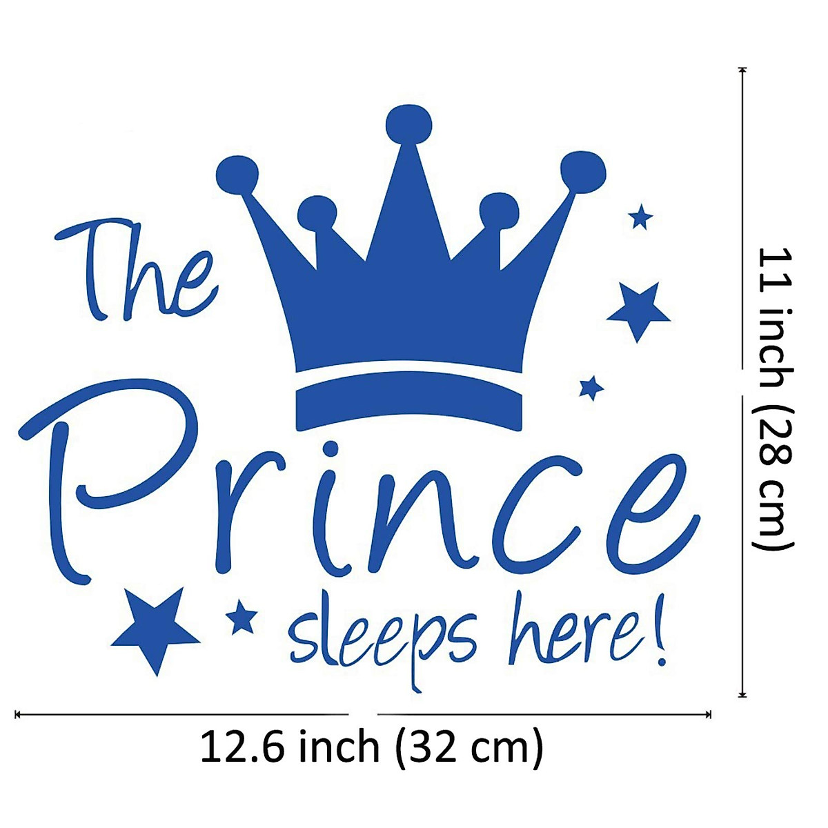 Maydahui 2PCS Wall Sticker The Prince/Princess Sleep Here 12.6 Inch Little Crown Star Art Quotes Wall Decal Decor for Living Room Bedroom