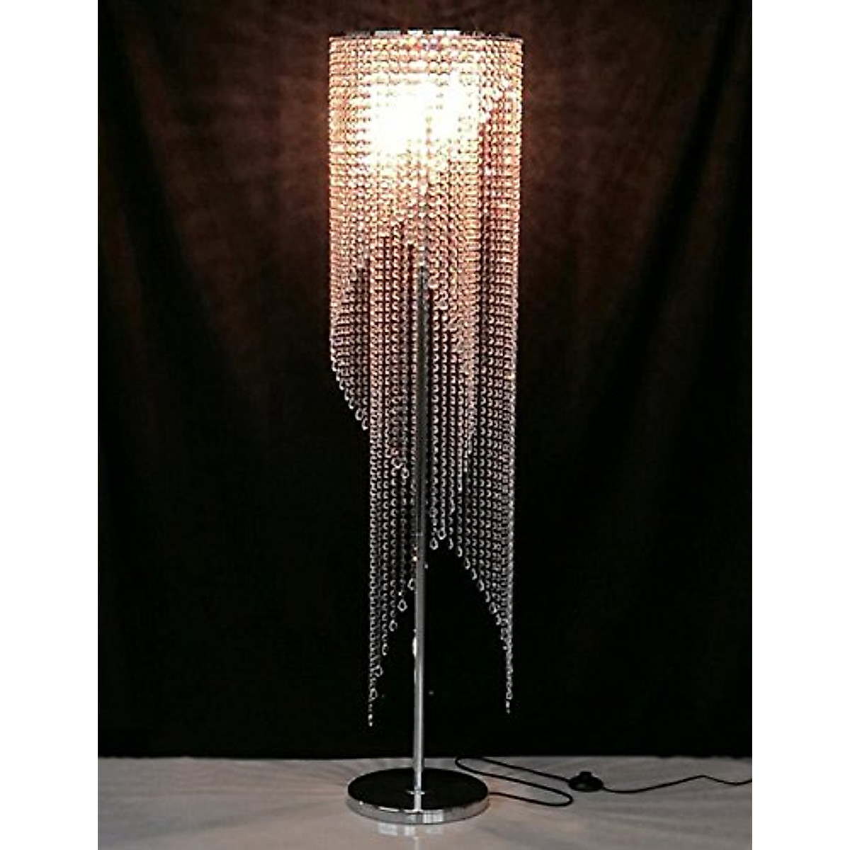 Surpars House Crystal Floor Lamp, Elegant Rain Lamp, Modern Lava Lamp for Living Room, Bedroom, Girls Room, Silver Chrome