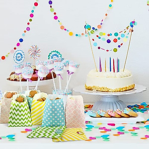 Kesoto 100 Pack Pastel Cookie Candy Buffet Bags, 5x7 Small Paper Bags for Easter Birthday Holiday Party Favor Supplies, Green Yellow Blue Pink