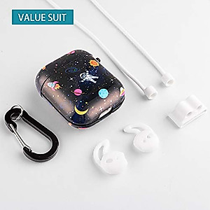 AirPods Case Gen 2&1, Lokigo Spacemen AirPods Case Cover Full Protective AirPods with Wireless Charging Hard Case Kits with Keychain/Strap/Earhooks/Watch Band Holder for Girls Women Men