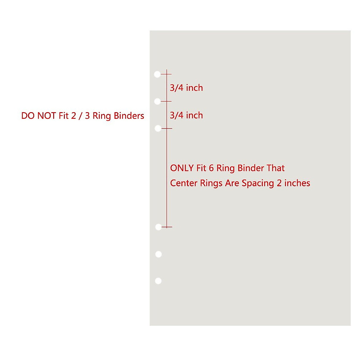 6-Ring A6 Binder/Planner Refill Paper, 6 Hole,6 3/4 x 4 1/8 Inches Refillable White Paper for Loose Leaf Binder Notebook Diary Traveler Journal Inserts, 80 Sheets/160 Pages,Lined