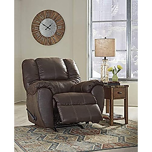 Signature Design by Ashley McGann Modern Faux Leather Manual Pull Rocker Recliner, Brown