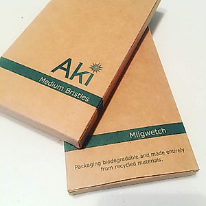 Bamboo Toothbrush 4-Pack Medium Multi-Colored Bristles Family Pack Biodegradable by Aki NEW