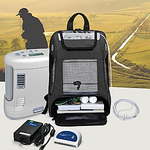 CURMIO Travel Carrying Bag for Portable Oxygen Concentrators, Universal POC Backpack with Mesh Panels for Breathability, Compatible for Inogen, Oxygo, Caire Units, for on-The-go, Black, Bag Only