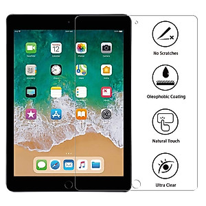 XunyLyee 2-Pack, Screen Protector for iPad 6th Generation 9.7", Tempered Glass for iPad 9.7 Inch 2018/2017 (iPad 6th/5th Generation)