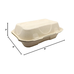 100% Compostable Disposable Food Containers with Lids [9”X6” 500 Pack] Eco-Friendly Take-Out TO-GO Containers, Heavy-Duty, Biodegradable, Unbleached by Earth's Natural Alternative