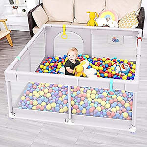 Baby Playpen, Baby Playpen for Babies and Toddlers,Kids Safe Play Center Indoor & Outdoor Playard for Kids Activity Center 50''x 50' Gives Mommy a Break