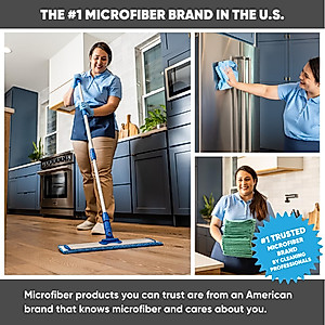Microfiber Wholesale 24" Microfiber Mop System - Clean & Dust Hardwood, Laminate, & Tile Floors, Reusable Mop Heads, Adjustable Handle, Washable Micro Fiber Wet & Dry Pads, Industrial & Commercial
