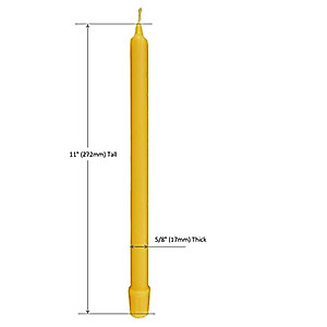 BCandle 100% Pure Beeswax Candles Organic Hand Made - 11 Inches Tall, 5/8 Inch Thick (Set of 6)