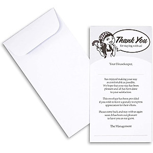 Juvale 500 Pack Housekeeping Tip Envelopes Bulk, Thank You Envelopes for Cash, Coins, Gratuity for Hotel (3.5x6.5 in)