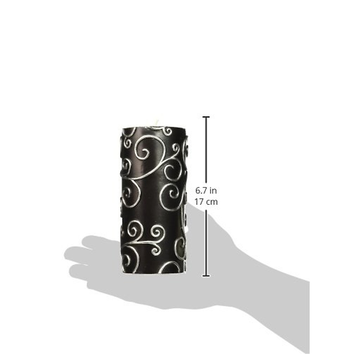 Zest Candle Pillar Candles, 3 by 6-Inch, Black Scroll