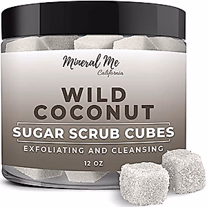 Body Scrub Exfoliator - 12oz COCONUT Sugar scrub cubes w/Mango Butter & Shea butter- Ultra Hydrating & Moisturizing - All Natural & Organic for all body exfoliation- For hands, arms legs, elbow & foot