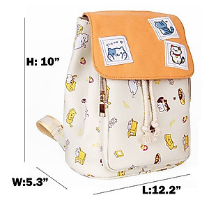 MONMOB Neko Atsume Lolita Style Anime Backpack Cover Type Cute Cat Backpack Shoulders Bag Canvas Bag