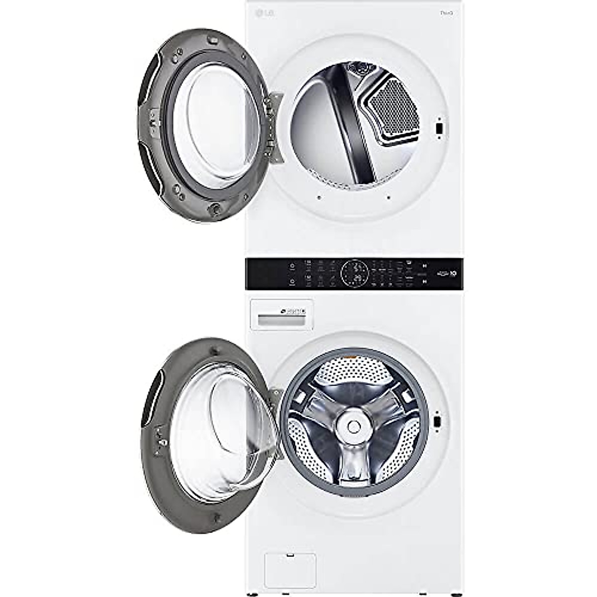 LG WKEX200H Single Unit Washtower With Center Control 4.5 Cu.Ft. Front Load Washer & 7.4 Cu.Ft. Electric Dryer (White)