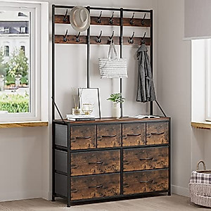 LUMTOK 8 Drawer Dresser, Chest of Drawers for Bedroom Living Room, Entryway, Fabric Storage Chest for Closets (Rustic Brown)