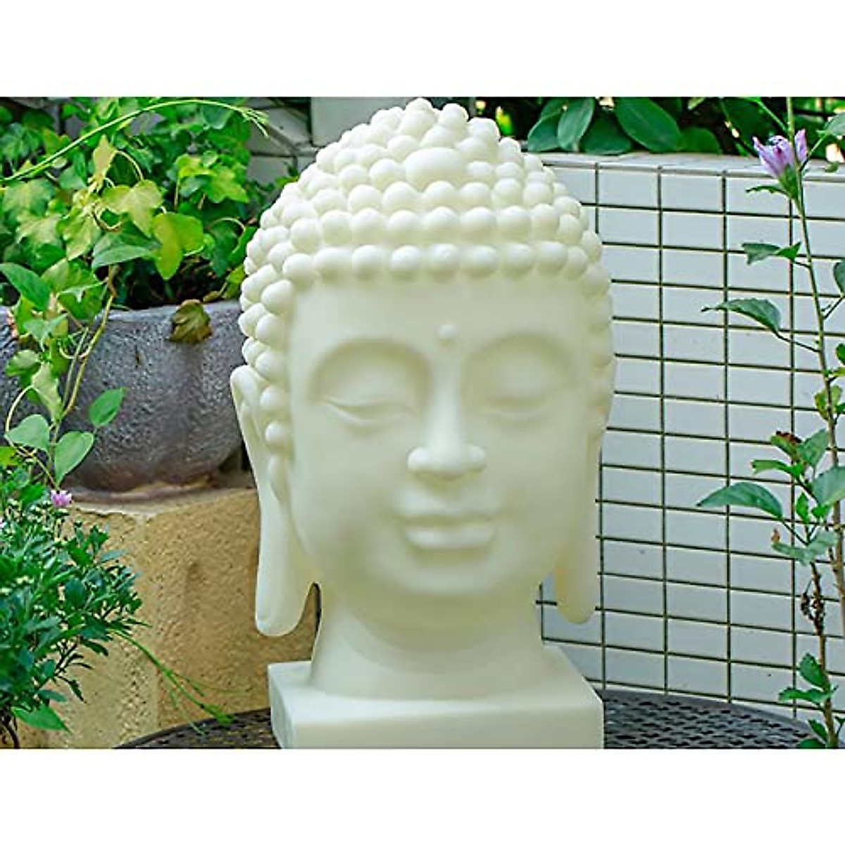 zenggp Buddha Head Solar Garden Lights Up Warm Light Zen Garden Buddha Patio Outdoor Decor Lighting