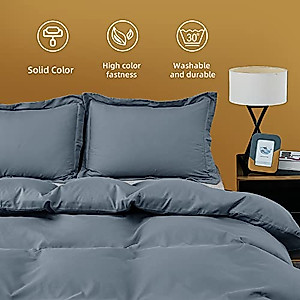BBANGD California King Duvet Covers - Ultra Soft and Breathable Bedding Comforter Sets Washed Microfiber 3 Pieces with Zipper Closure Duvet Cover and 2 Pillow Shams (Navy)