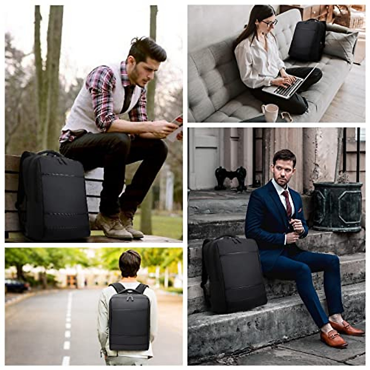 Seekvigor Laptop Backpack, Mens Backpack for Work, Work Backpack for Women, College Backpack, Travel Backpack, Holds 15.6 Inch Laptop, Can be Used as Travel Business Work - Black