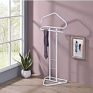 Kings Brand Furniture - Kalblins Metal Wardrobe Suit Valet Stand Organizer, White