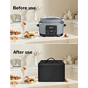 Cooker Dust Cover Heavy Duty Waterproof and Dustproof Multi-Purpose Cooker Cover Compatible with Ninja MC1001 Foodi Possible Cooker PRO 8.5-Quart Slow Cooker Oven Safe Black,19.3"Dx15"Wx9.8"H (Black)