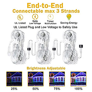 KNONEW Christmas Net Lights 360 LEDs 13ft x 6.6ft Outdoor Mesh Lights Connectable Waterproof 8 Modes & Timer Remote Plug-in Net Fairy Lights for Bushes Garden Party Wedding Holiday,Multicolor