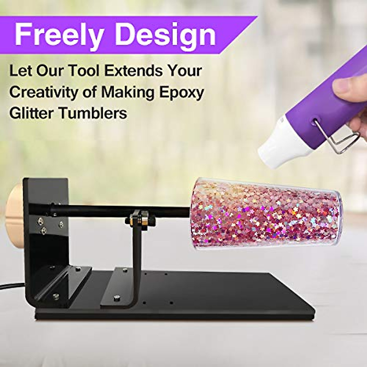 Mlife Mini Heat Gun - 300 Watt - Dual-Temperature Heat Tool with 6.5FT Power Cord for DIY Acrylic Resin Cups Tumblers Embossing Shrink Wrapping Paint Drying Crafts Electronics DIY (Purple)