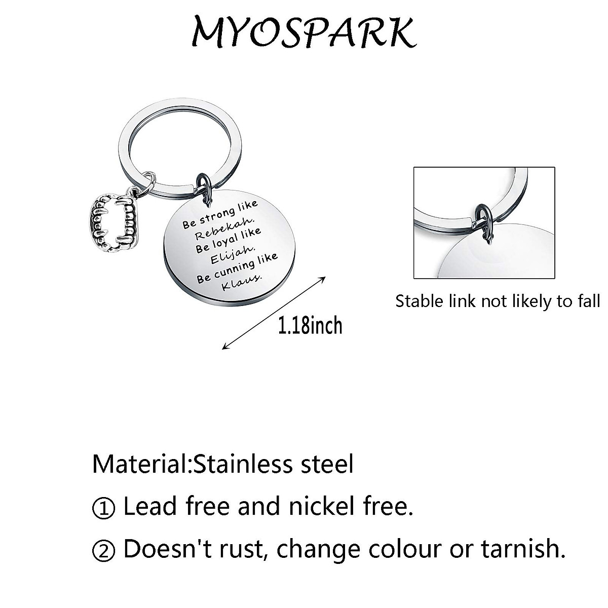 MYOSPARK V D Inspired Gift Be Strong Like Rebekah Be Cunning Like Klaus Keychain (Rebekah Elijah Klaus KC)