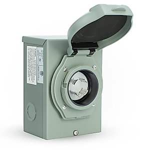 Rophor 30 Amp Generator Power Inlet Box, NEMA L14-30P Power Inlet Box for 4 Prong Generator Cord, 125/250 Volt, 7500 Watts, Weatherproof, Outdoor Use, ETL Listed