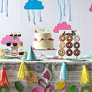 FHDUSRYO Wood Reusable Bagel Donut Stand, Wooden Donut Wall Stand and White Gold 3-Tier Cardboard Cupcake Stand for Wedding, Birthdays, Party Decoration