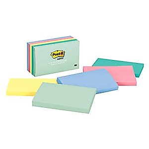 Post-it Notes, 3x5 in, 5 Pads, America's #1 Favorite Sticky Notes, Marseille Collection, Pastel Colors (Pink, Mint, Yellow), Recyclable (655-AST)