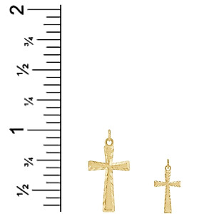 Solid 14k Yellow Gold Sparkle-Cut Christian Cross Pendant (Large)