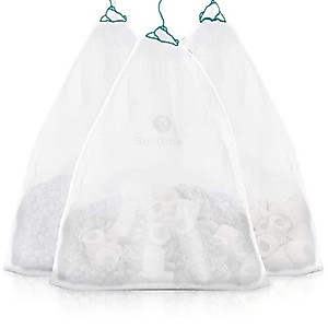 SunGrow Media Filter Bags, White Mesh Nylon Pouch for Holding Aquarium Active Carbon, Bio Rings, Lavender, Spices, Dried Flowers, 10 Pcs per Pack
