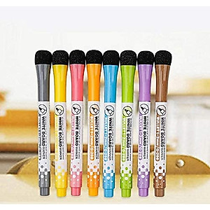 YES4QUALITY Magnetic Dry Erase Markers with Eraser Cap - 8 Pack, Fine Tip, Low Odor - White Board Markers Perfect for Dry Erase Whiteboards in the Office, Classroom or at Home