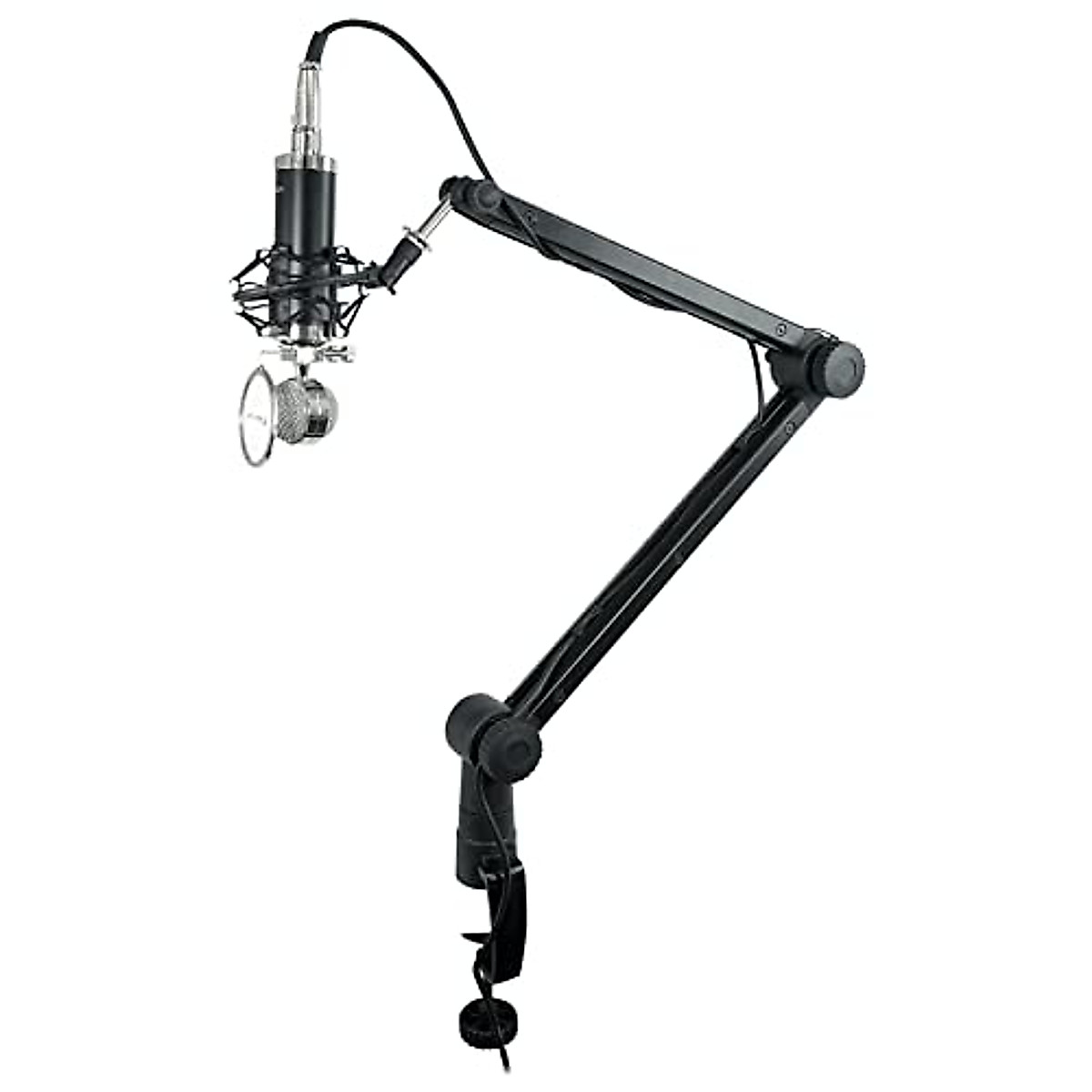 Rockville ROGAN STAND Pro Boom Arm Mic Stand with Fixed Mount+Desk Stand+Cable