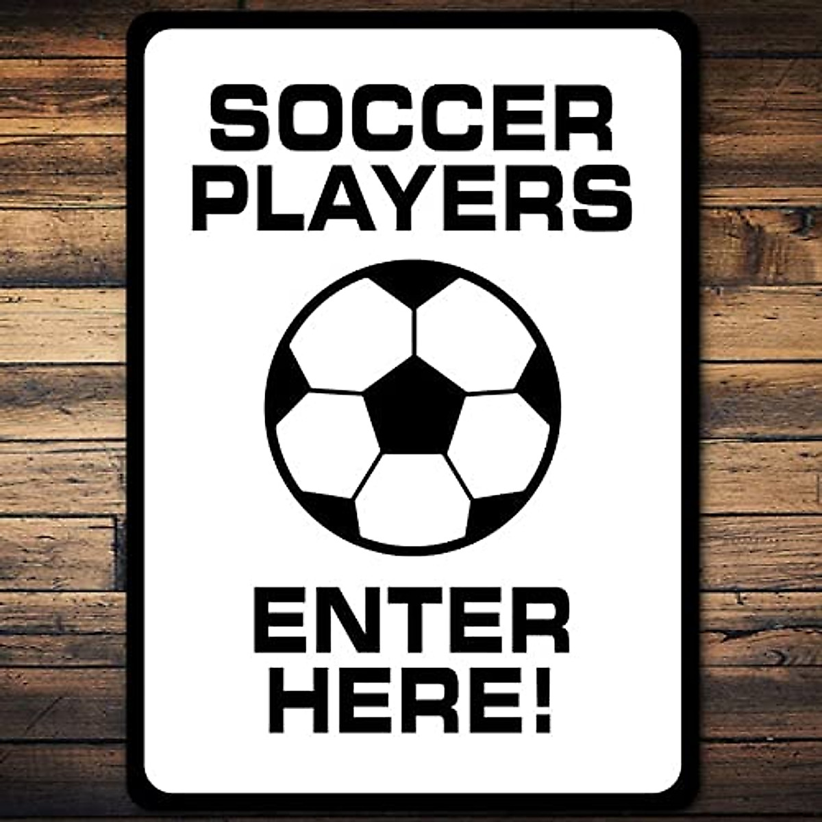 Soccer Players Enter Sign, Soccer Room Entrance, Soccer Room, Soccer Player Gift, Soccer Sign Decor, Soccer Player Enter Here, Soccer Kid Funny Home Decor Tin Sign Retro Metal Bar Pub Poster 8x12 Inch