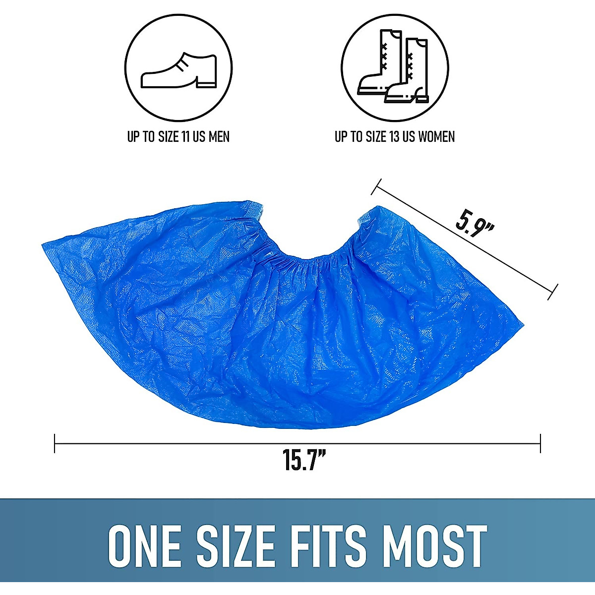 ZxFuture 50 Pack 25 Pairs Hygienic Boot & Shoe Covers Disposable Non-Slip Waterproof Slip Resistant, Durable for Construction, Workplace, Indoor Carpet Floor Protection, One Size Fits Most(Blue)