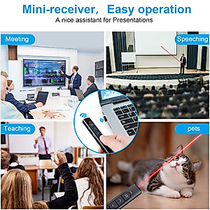 Wireless Presenter Remote, Presentation Clicker with Hyperlink & Volume Remote Control PowerPoint Office Presentation Clicker for Keynote/PPT/Mac/PC/Laptop(Battery Included)