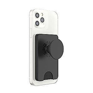PopSockets: Phone Wallet with Expanding Grip, Phone Card Holder, Wireless Charging Compatible, Wallet for MagSafe - Black
