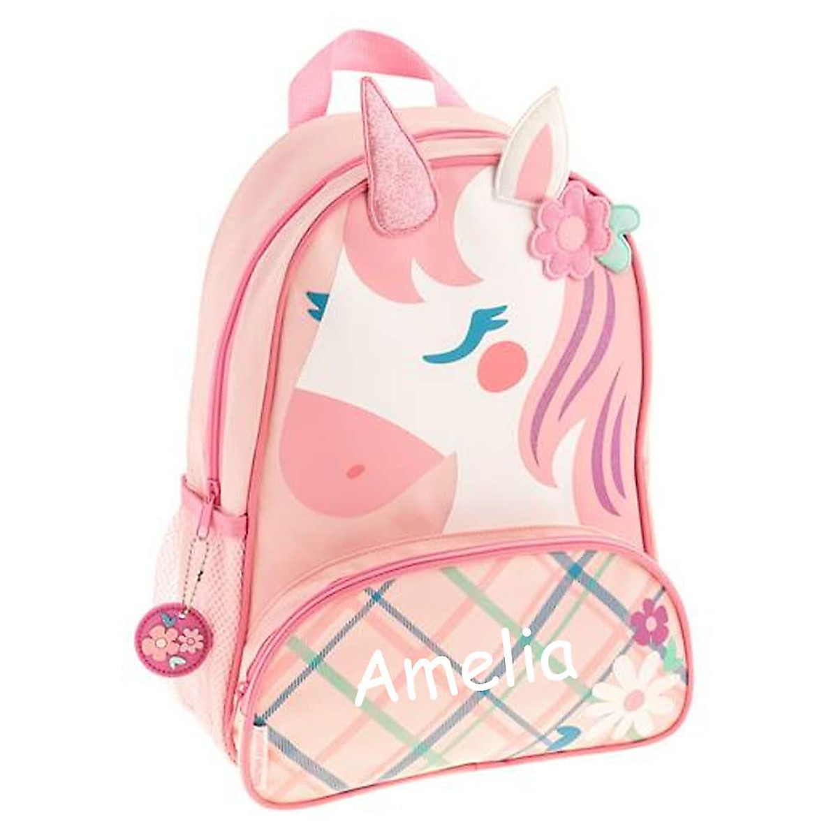 The Trendy Turtle Personalized Plaid Unicorn Backpack - Back to School or Travel Tote Book Bag with Custom Name