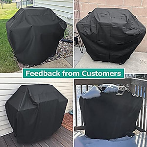SunPatio Grill Cover 55 Inch, Outdoor Heavy Duty Waterproof Barbecue Gas Grill Cover, UV & Fade Resistant, All Weather Protection Compatible for Weber Charbroil Nexgrill Kenmore Grills and More, Black